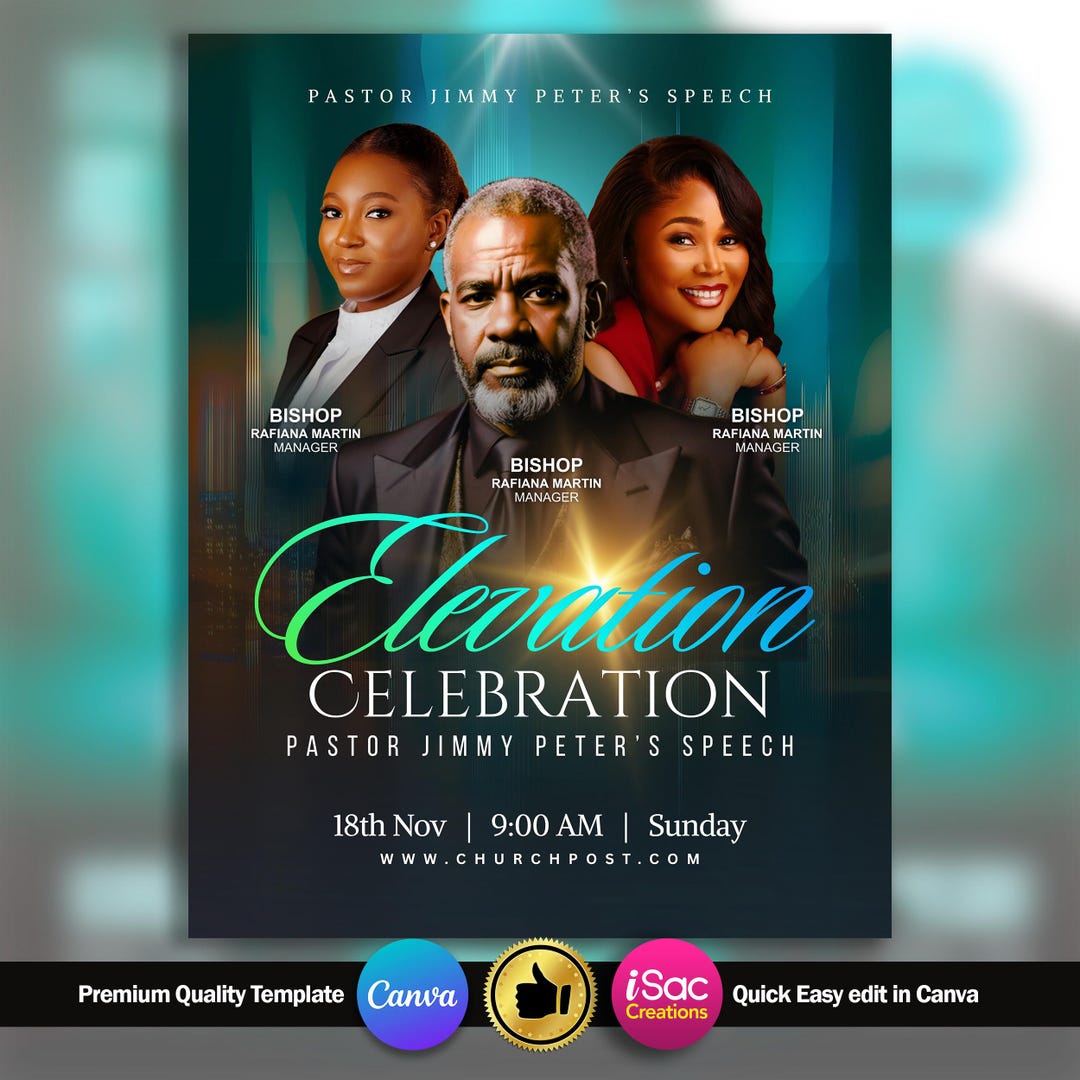 Pastor Anniversary, Pastor Elevation Celebration, Church Announcement ...