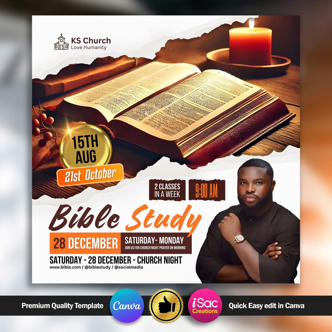 Bible Study Flyer, Church Bible Study Flyer, Canva Church Templates ...