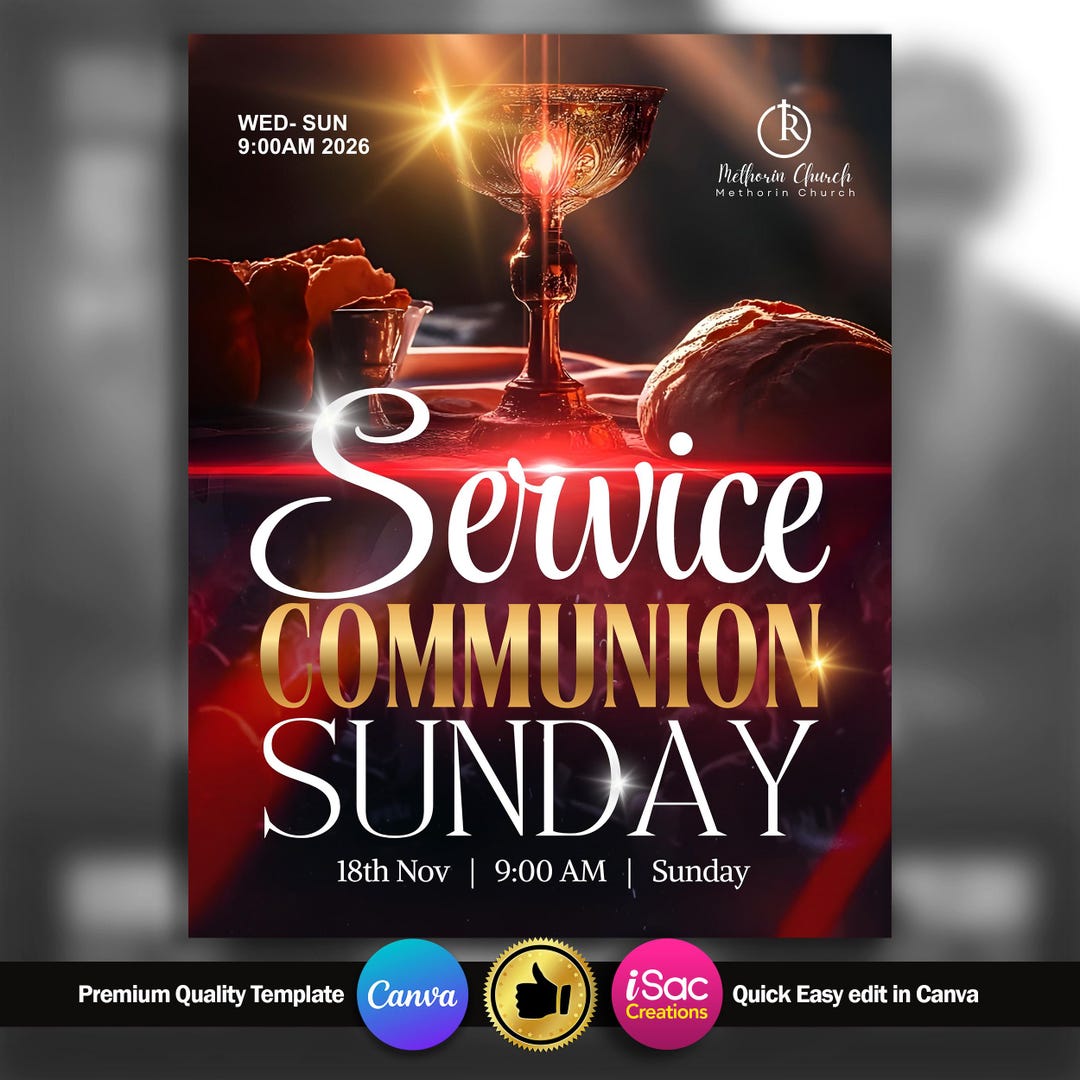 Communion Sunday Church Flyer, Editable Canva Template, First Meal ...