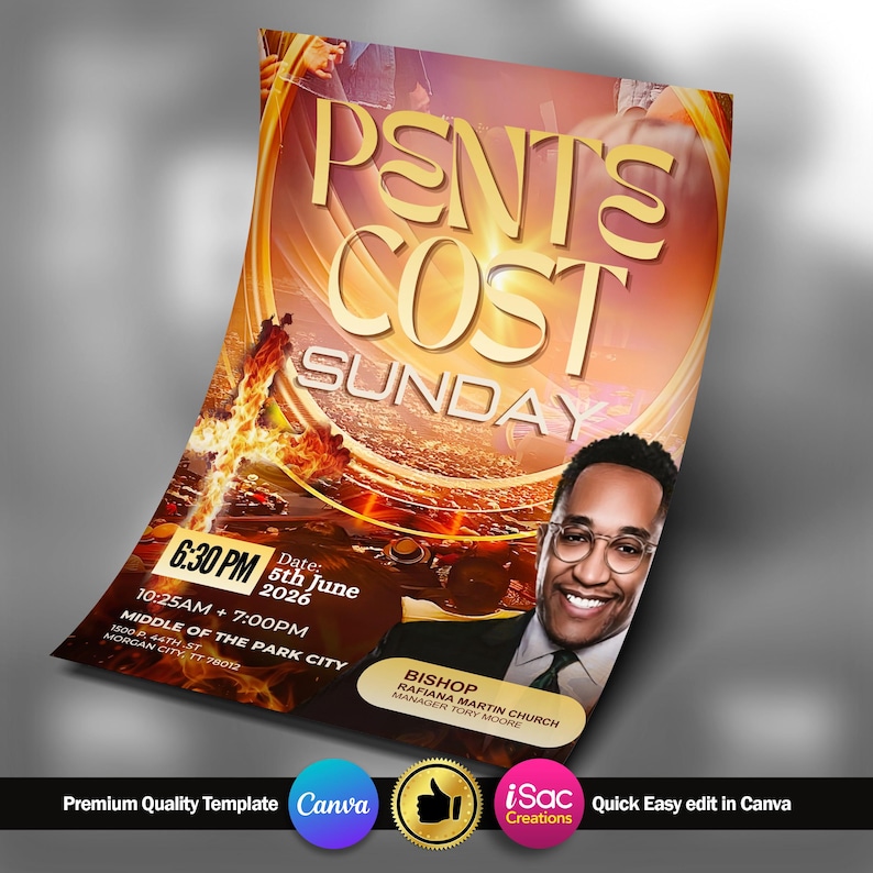 Pentecost Sunday Church Flyer | Editable Canva Church Template ...