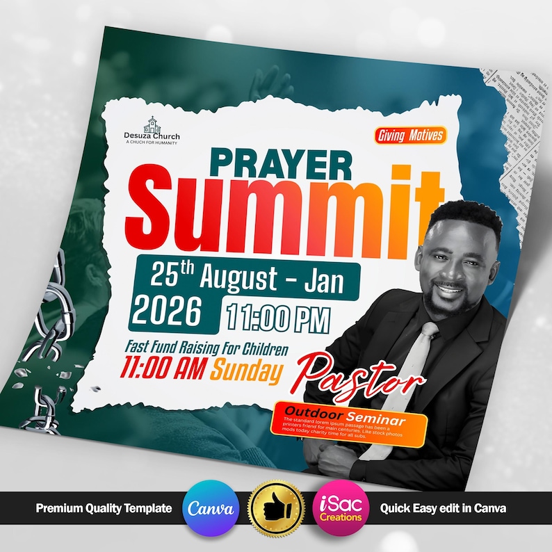 Prayer Summit Church Flyer, Church Flyer, Canva Church Template, Church ...