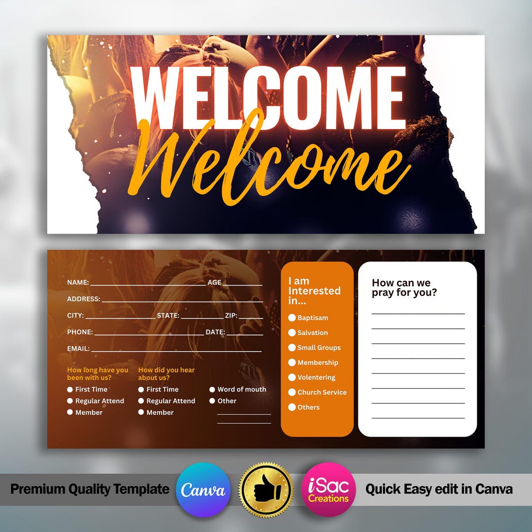 Visitor Card, Canva Church Entry, Connect Now, Guest Pass, Worship Card ...