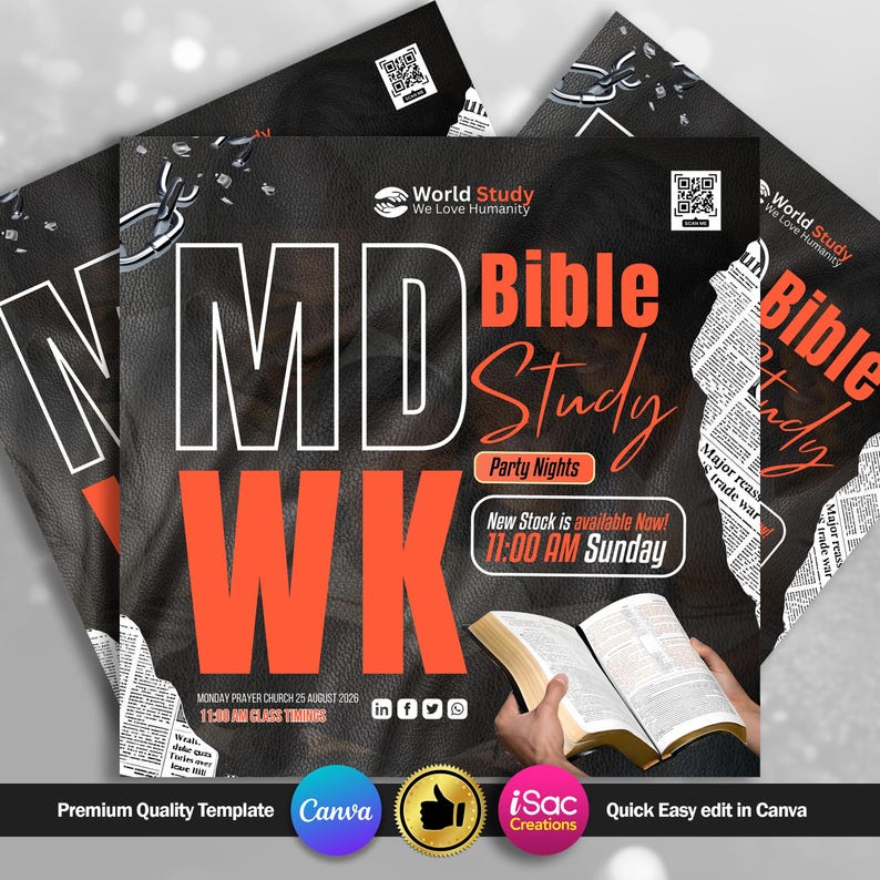 Bible Study Church Flyers, Bible Event Flyer, Canva Church Flyer ...