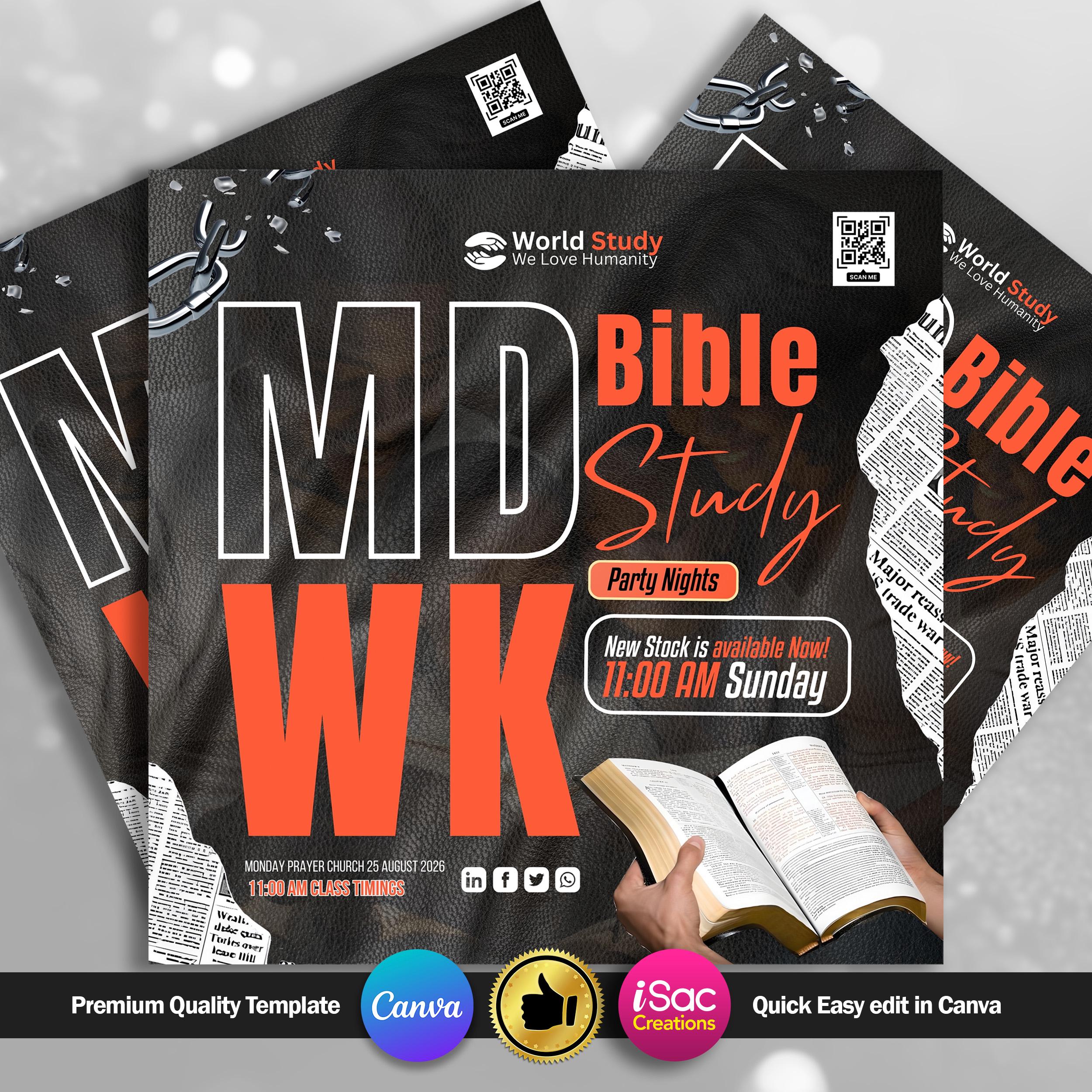 Bible Study Church Flyers, Bible Event Flyer, Canva Church Flyer ...