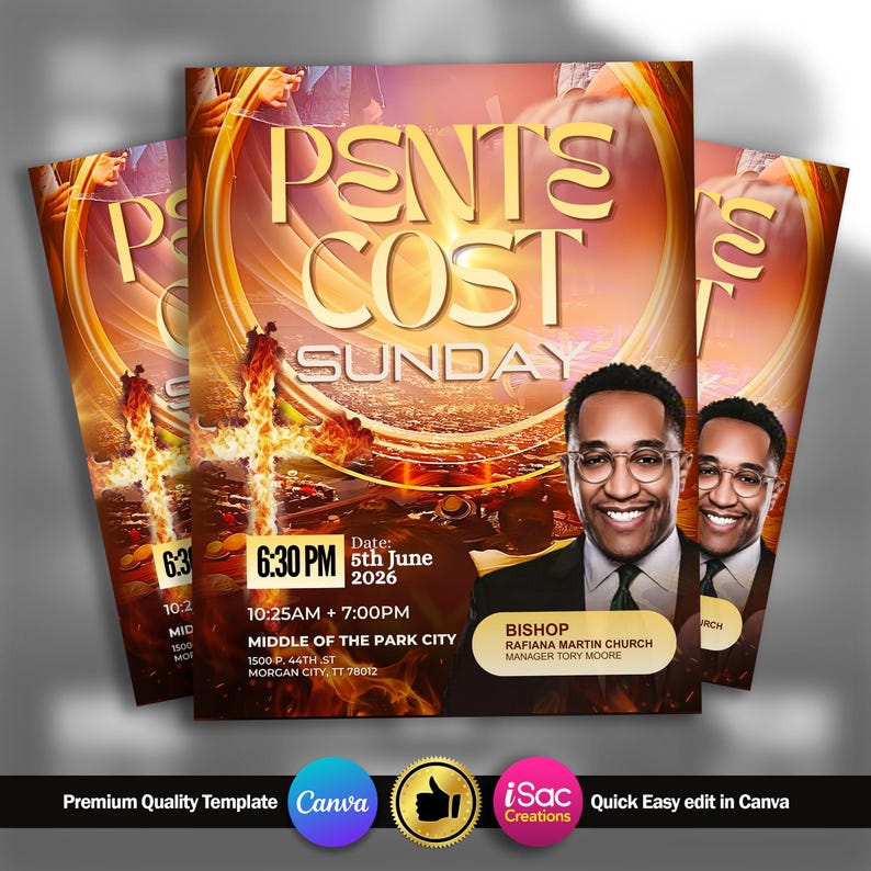 Pentecost Sunday Church Flyer | Editable Canva Church Template ...