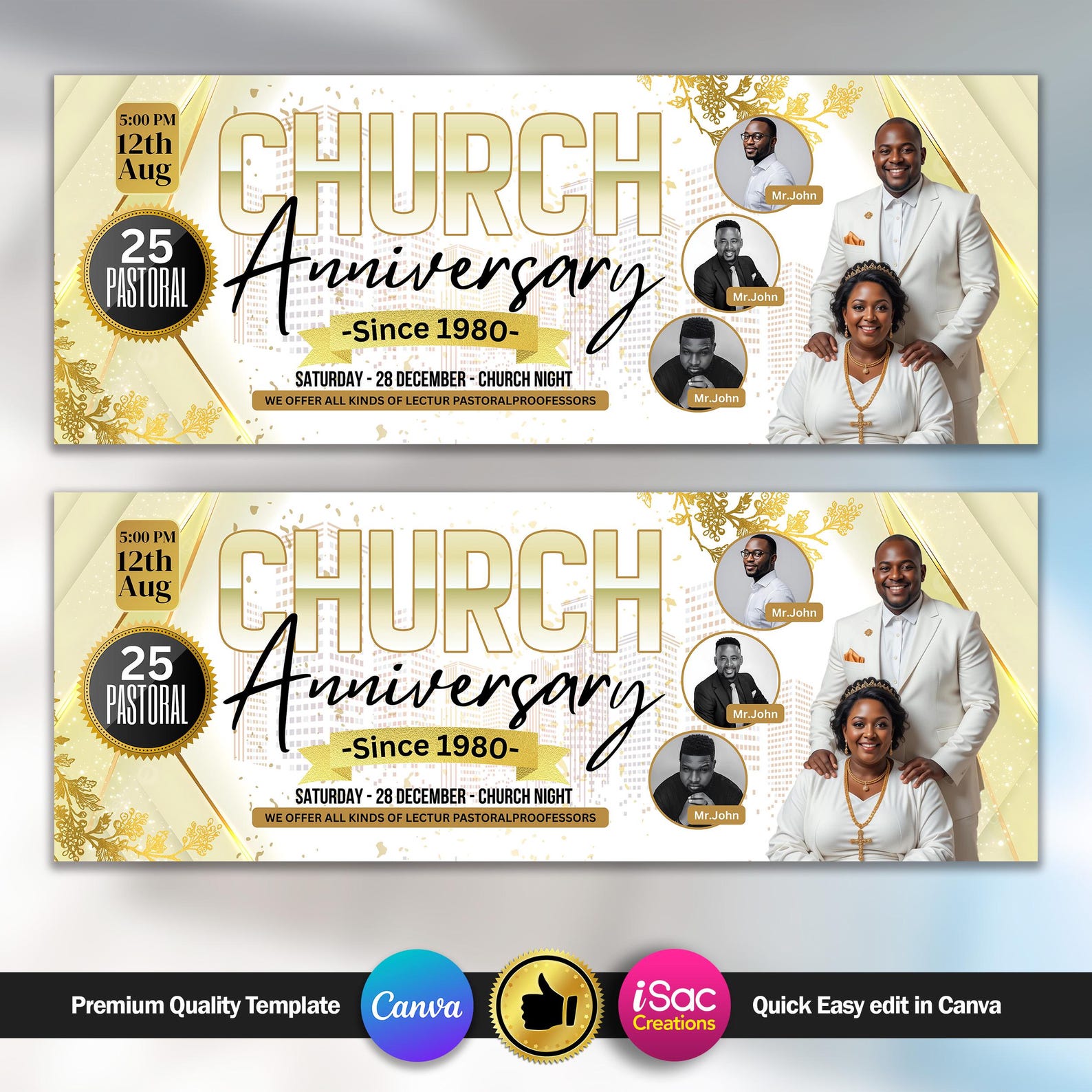 Pastoral Anniversary Banner, Church Hanging Banner, Vinyl Horizontal ...