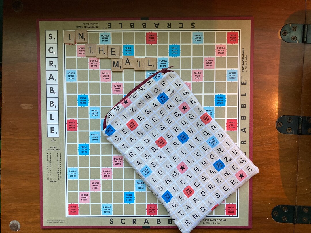 Vertical Scrabble Tile Zipper Bag MEDIUM 6x9 Lined Zipper Pencil Bank ...