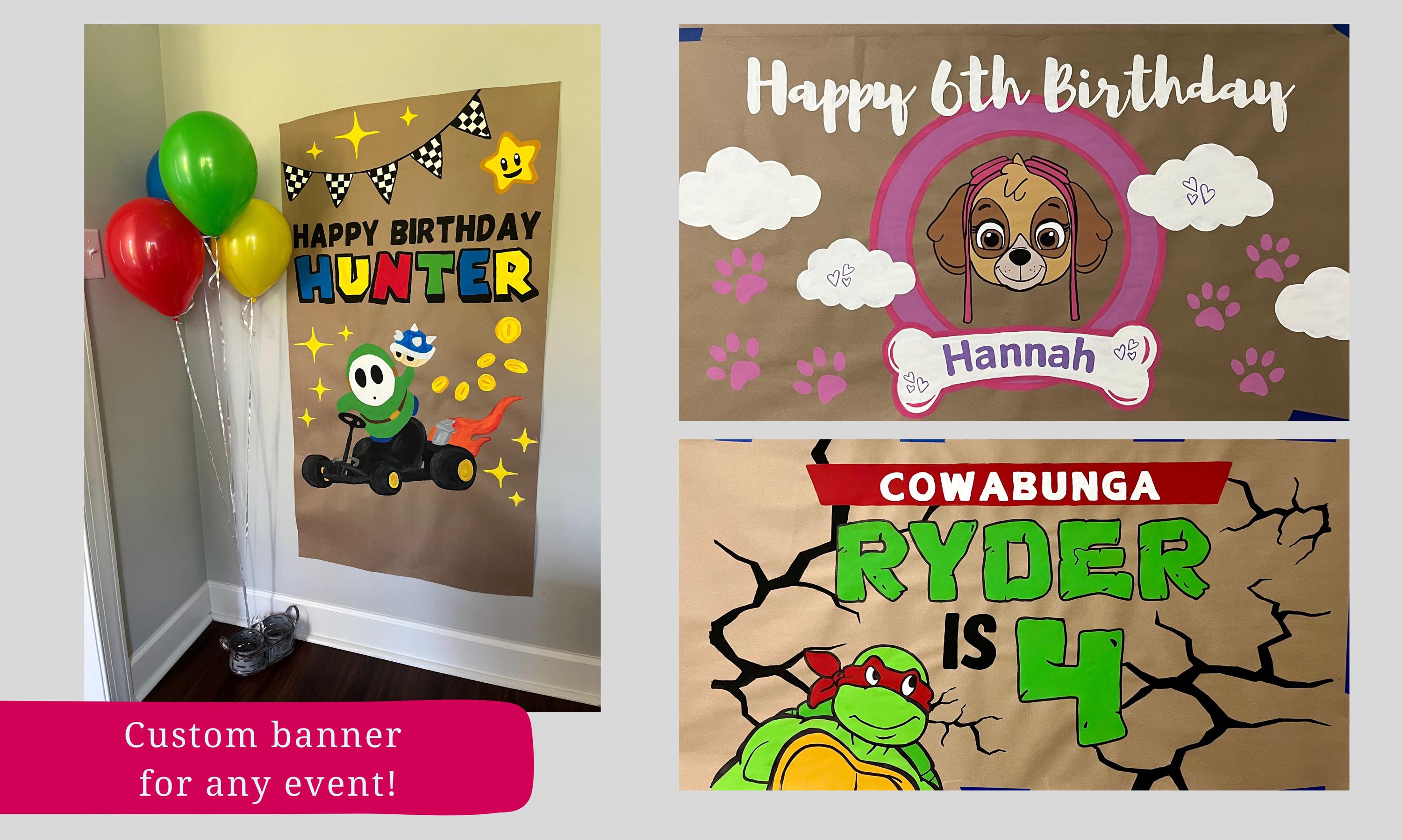 Custom Hand Painted Event Banner, Hand Painted Birthday Banner, Custom ...