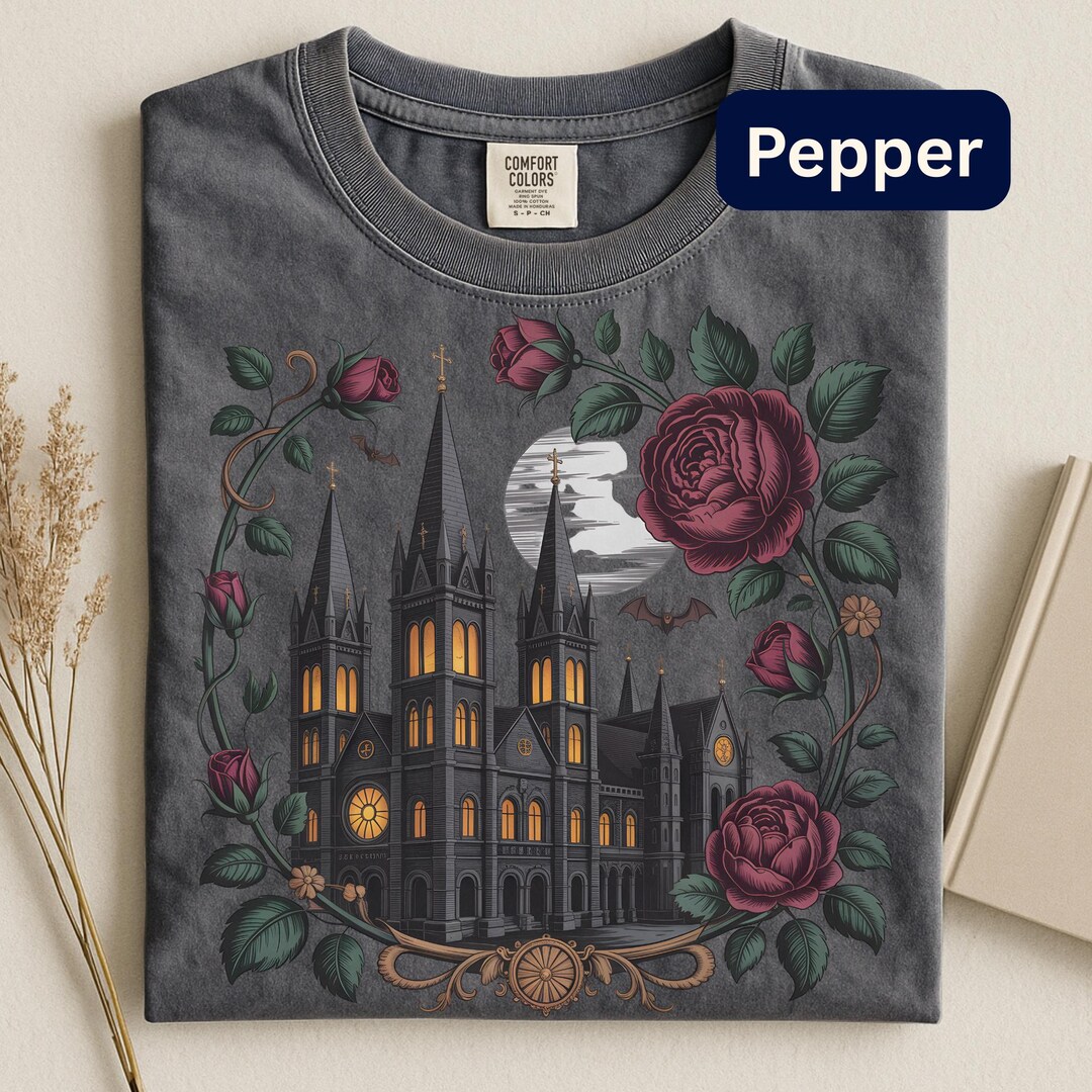 Gothic Castle Rose Comfort Colors Shirt, Dark Academia Tee - Etsy