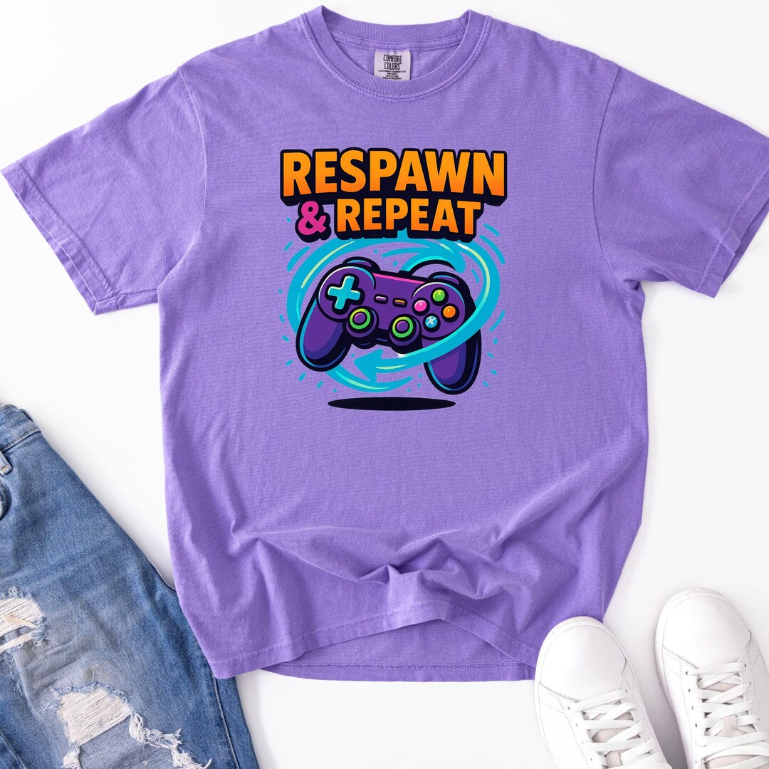 Respawn & Repeat Gamer Shirt, Comfort Colors Retro Video Game Tee - Etsy