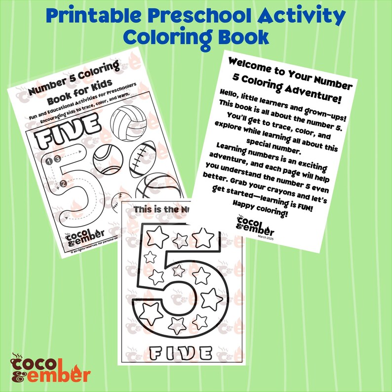 Number 5 Coloring Book for Preschoolers – Printable Tracing & Activity ...