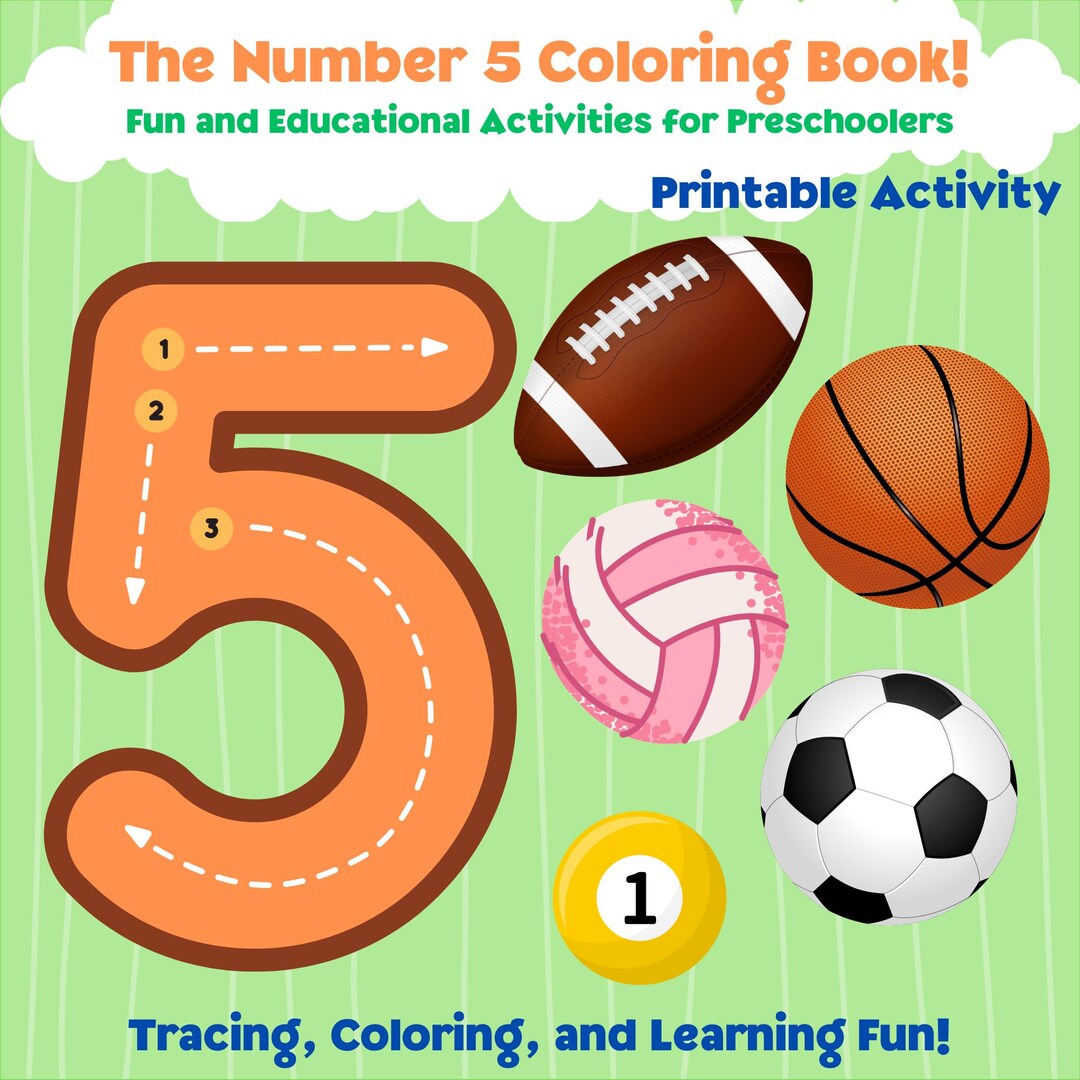 Number 5 Coloring Book for Preschoolers – Printable Tracing & Activity ...