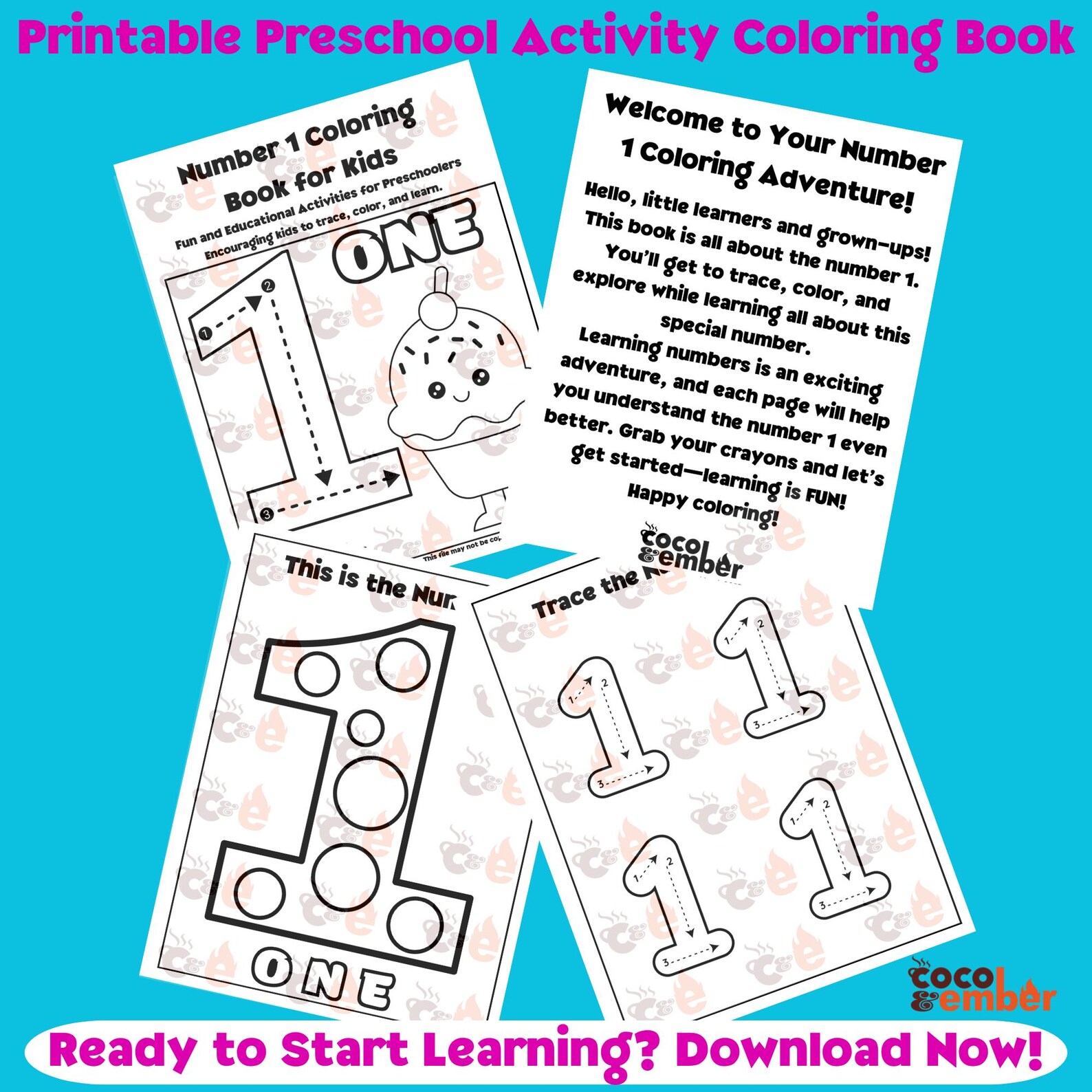 Number 1 Coloring & Tracing Book for Preschoolers–printable Educational ...