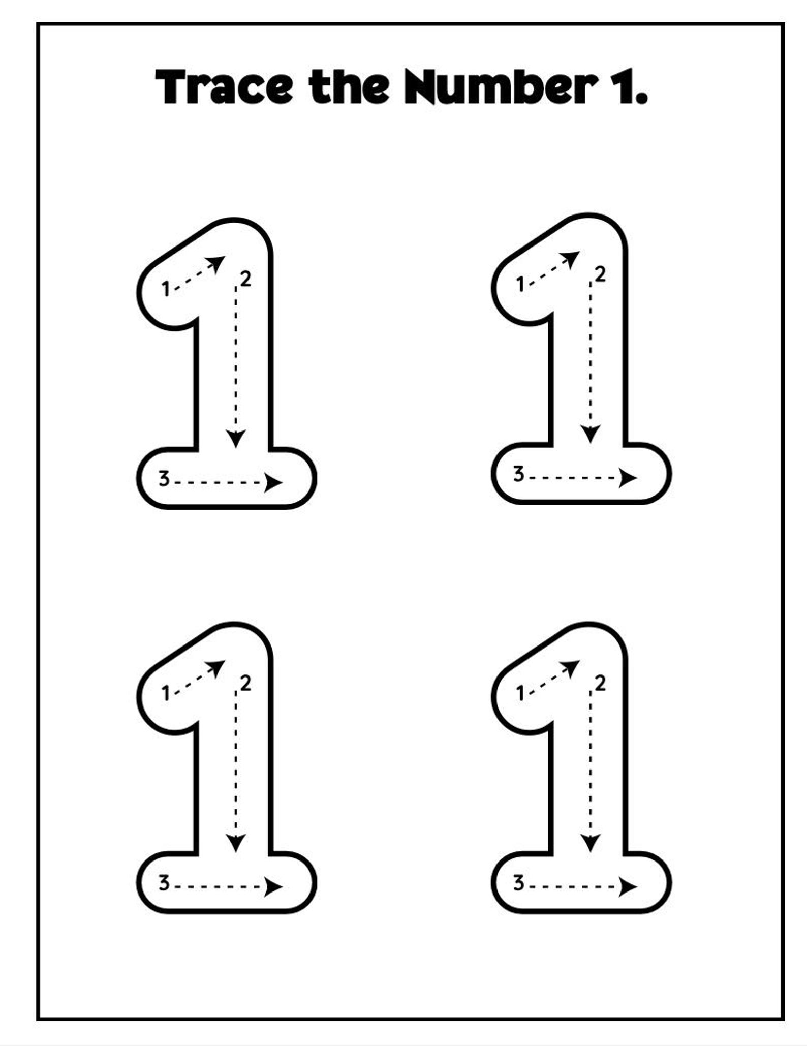 Number 1 Coloring & Tracing Book for Preschoolers–printable Educational ...