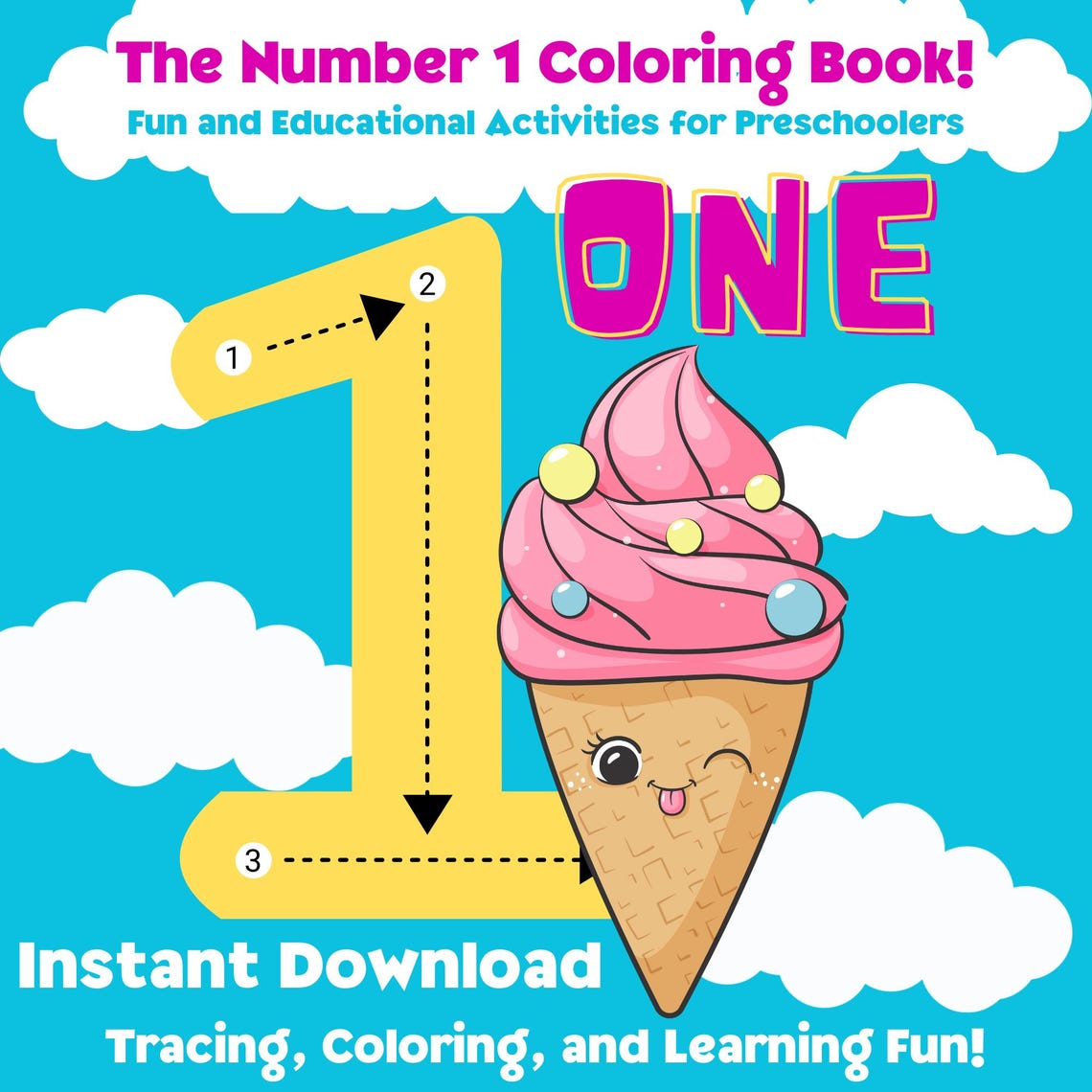 Number 1 Coloring & Tracing Book for Preschoolers–printable Educational ...