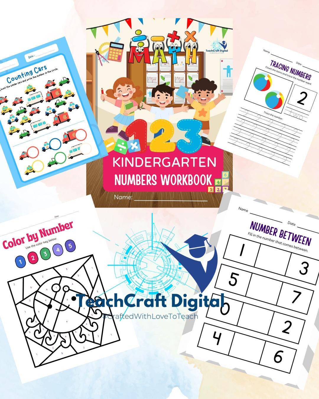 Numbers Learning Worksheets Printable for Preschool Kindergarten ...