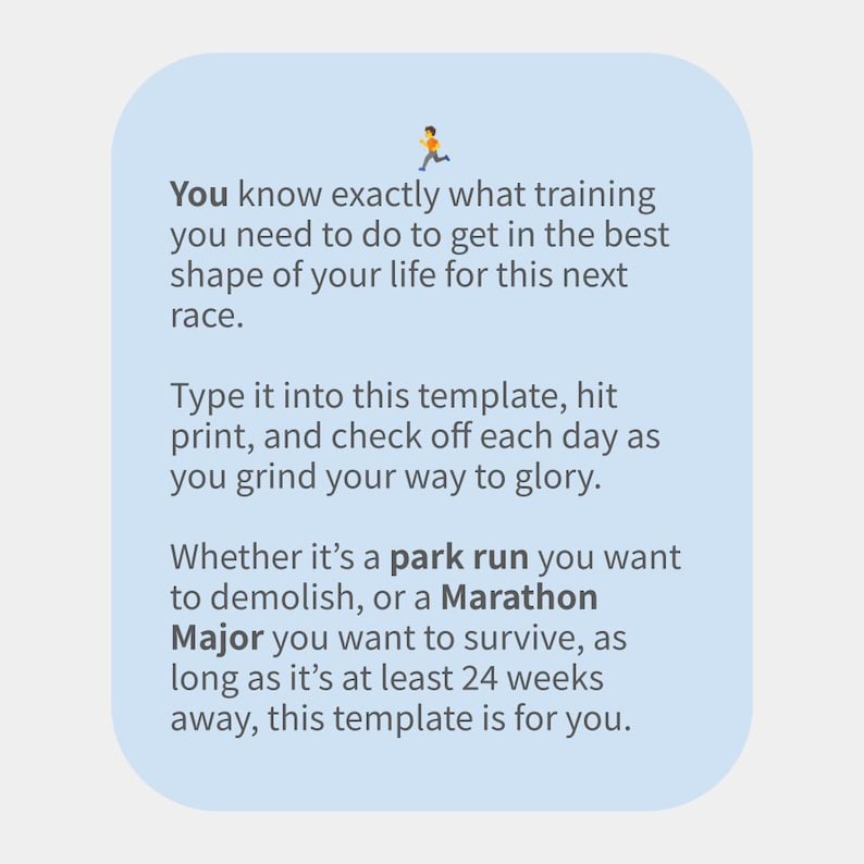 24 Week Training Plan Template for Running - Digital Download ...