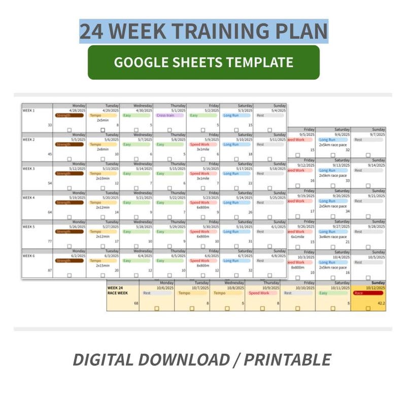 Training Plan Template - Etsy