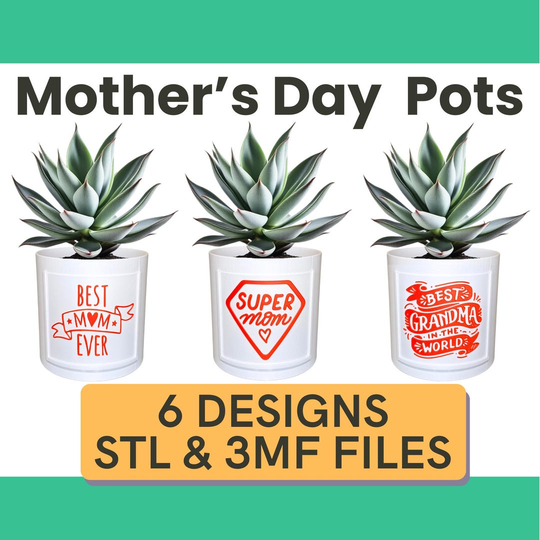 STL File Mothers Day Gift Plant Pot 3D Printer File Download | Planter ...