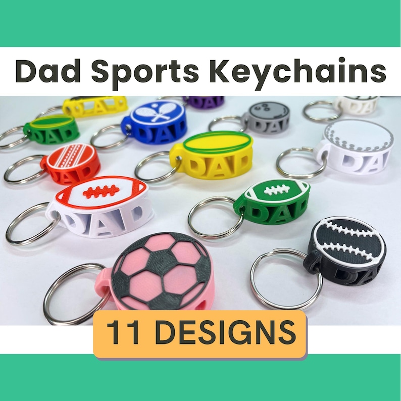 STL File 3D Printed Dad Sports Keychain, Fathers Day Gift Sports 3D ...