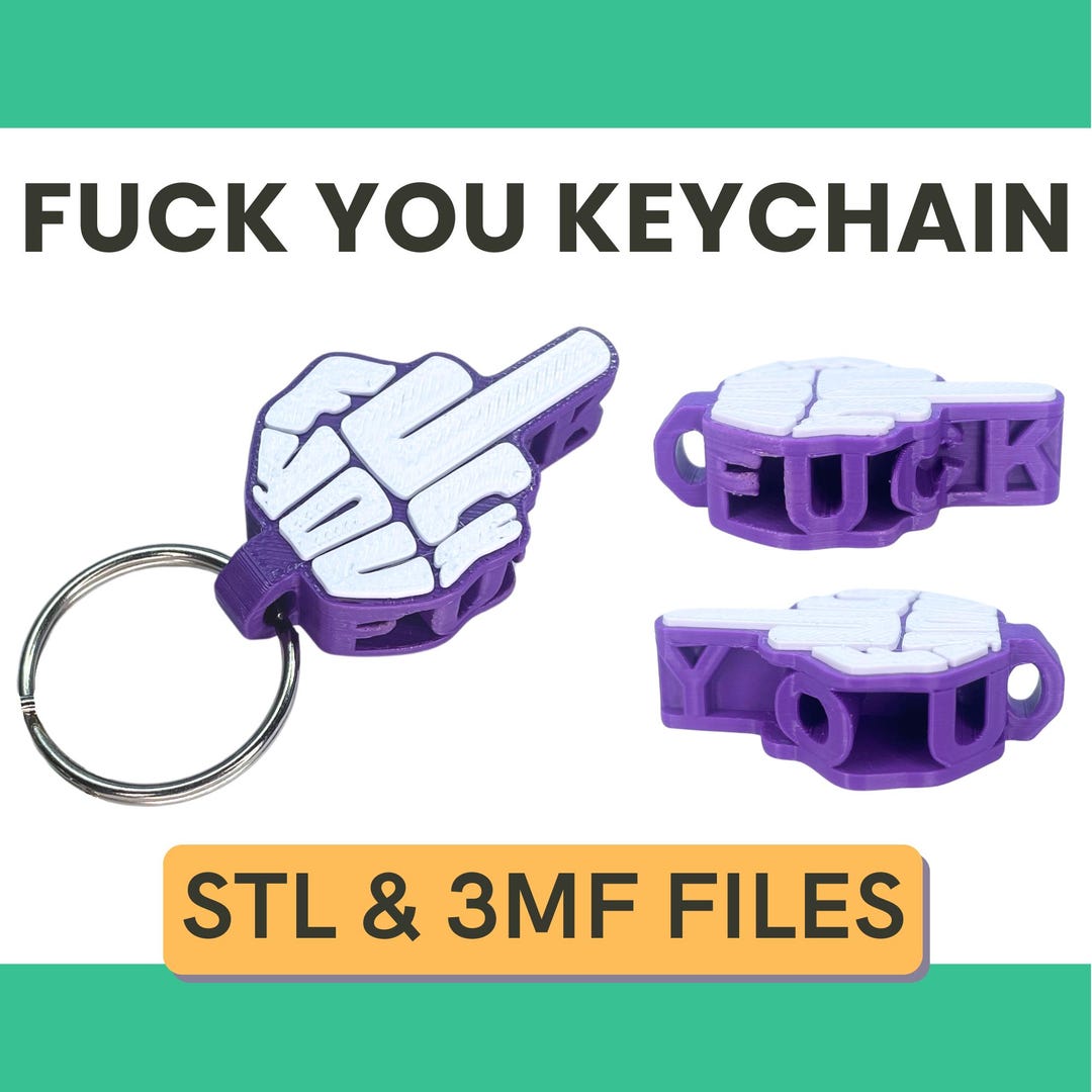 STL File for 3D Printed Keychain F*ck You | Middle Finger Keychain Gift ...