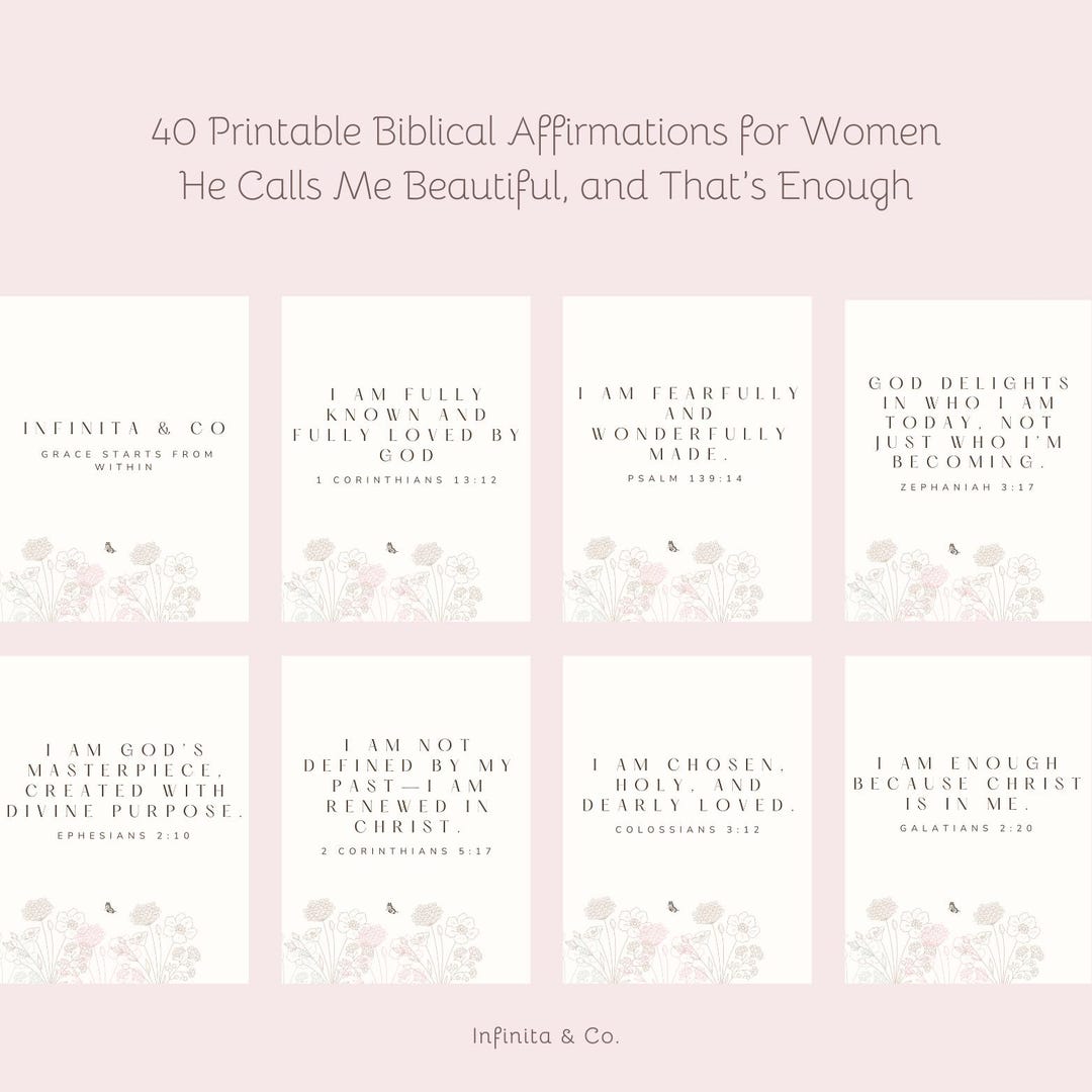 Biblical Affirmations for Women – 40 Printable Cards | Godly Confidence ...