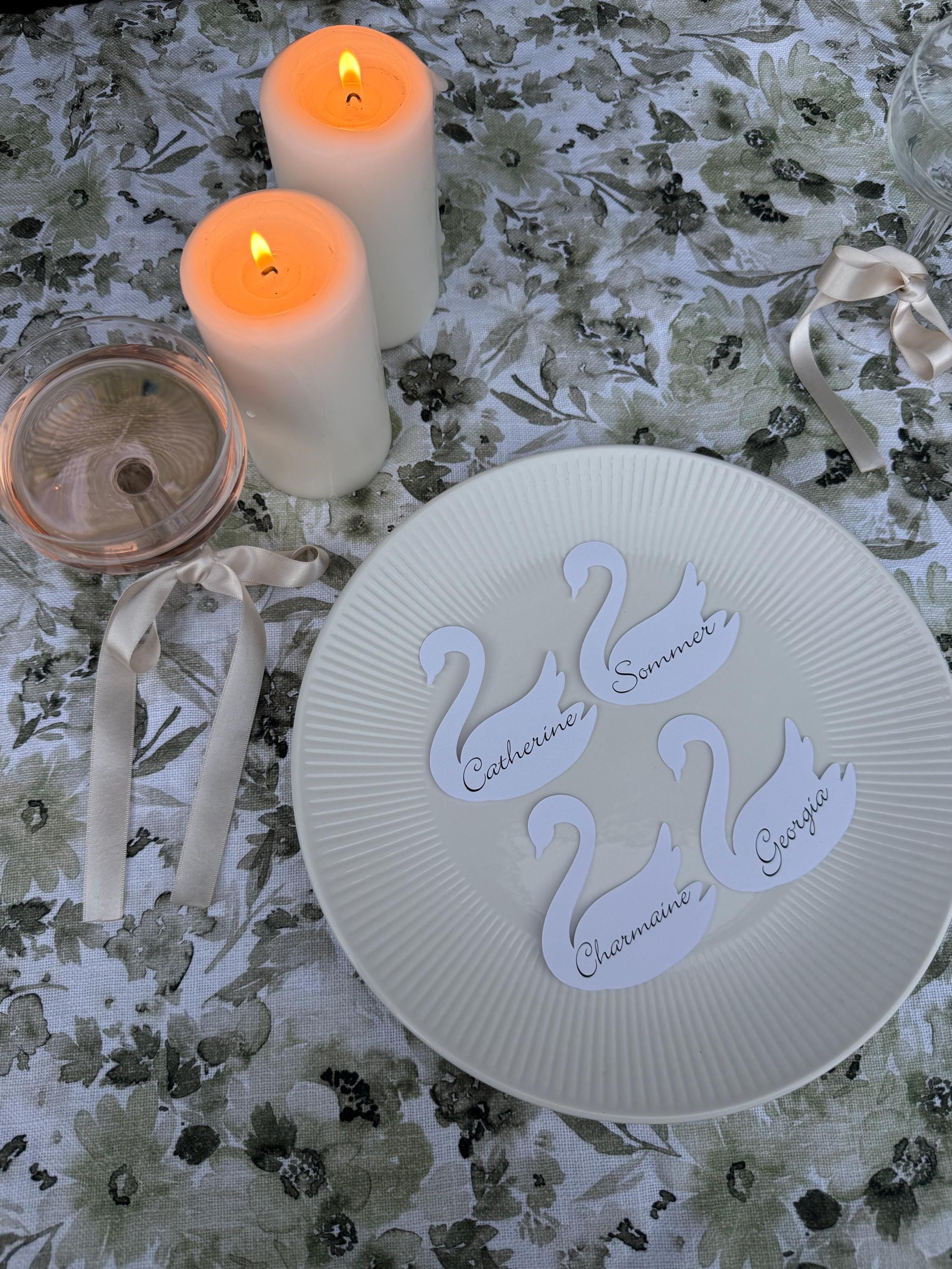 Elegant Swan Place Cards – Custom Wedding Name Cards | Garden Party ...