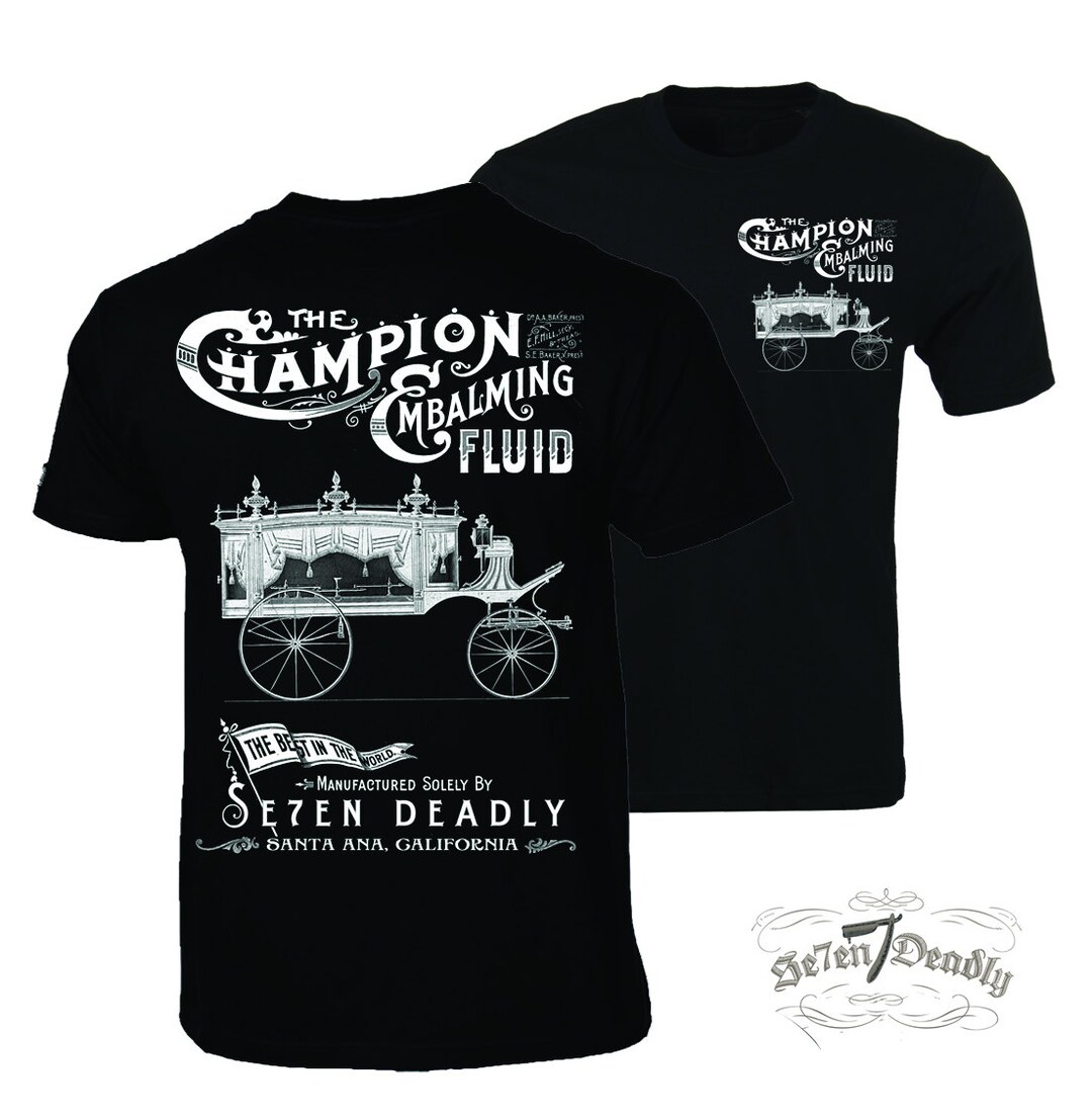 Champion Embalming Fluid Funeral Coach Mens T-shirt - Etsy