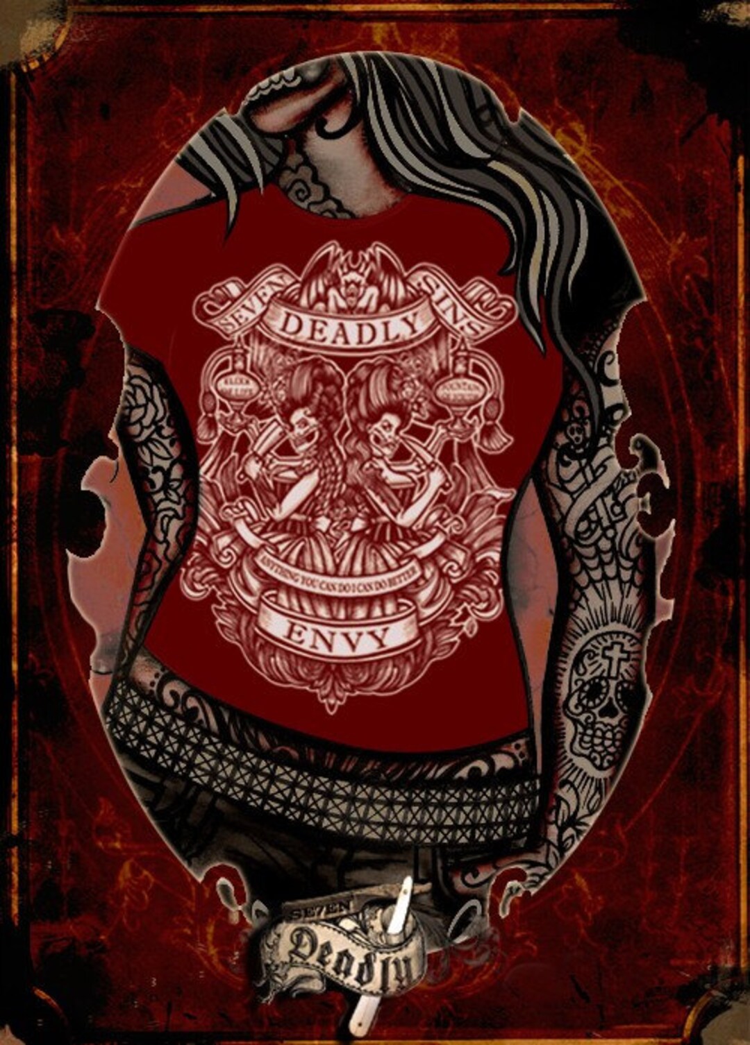 Women's Se7en Deadly ENVY Tee in Black or Crimson - Etsy