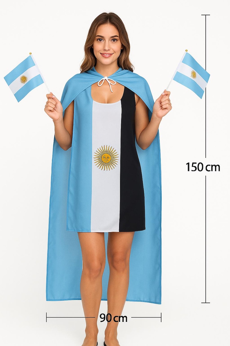 Argentina Flag Cape, Wearable National Pride, Soccer Fan Gear, Stadium ...