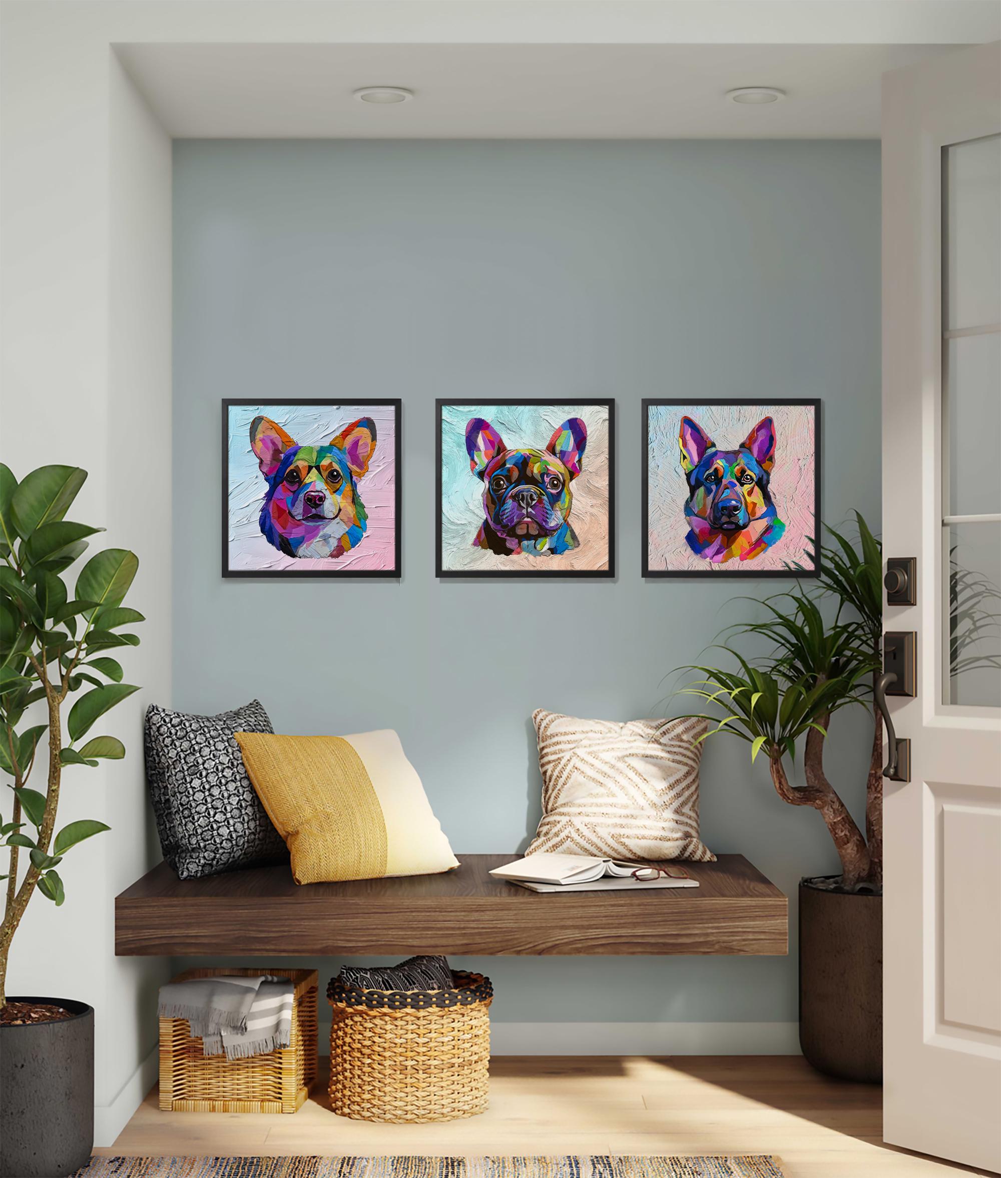 Colorful Labrador Mosaic Portrait – Digital Dog Art Print, Vibrant Pet ...