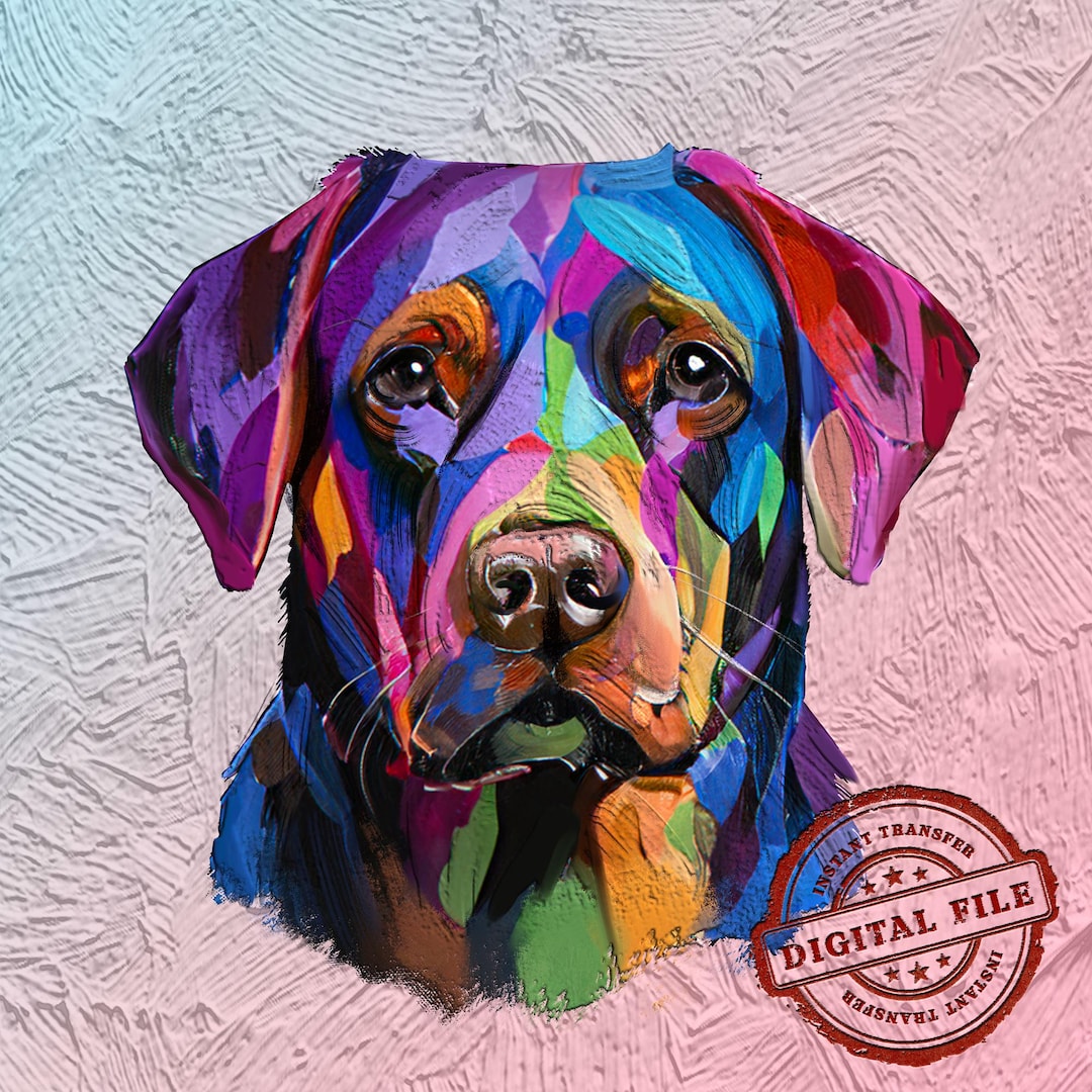 Colorful Labrador Mosaic Portrait – Digital Dog Art Print, Vibrant Pet ...