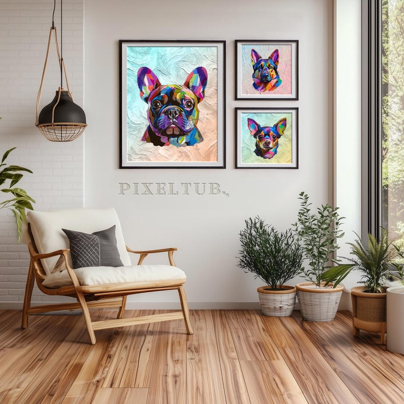 Colorful Labrador Mosaic Portrait – Digital Dog Art Print, Vibrant Pet ...