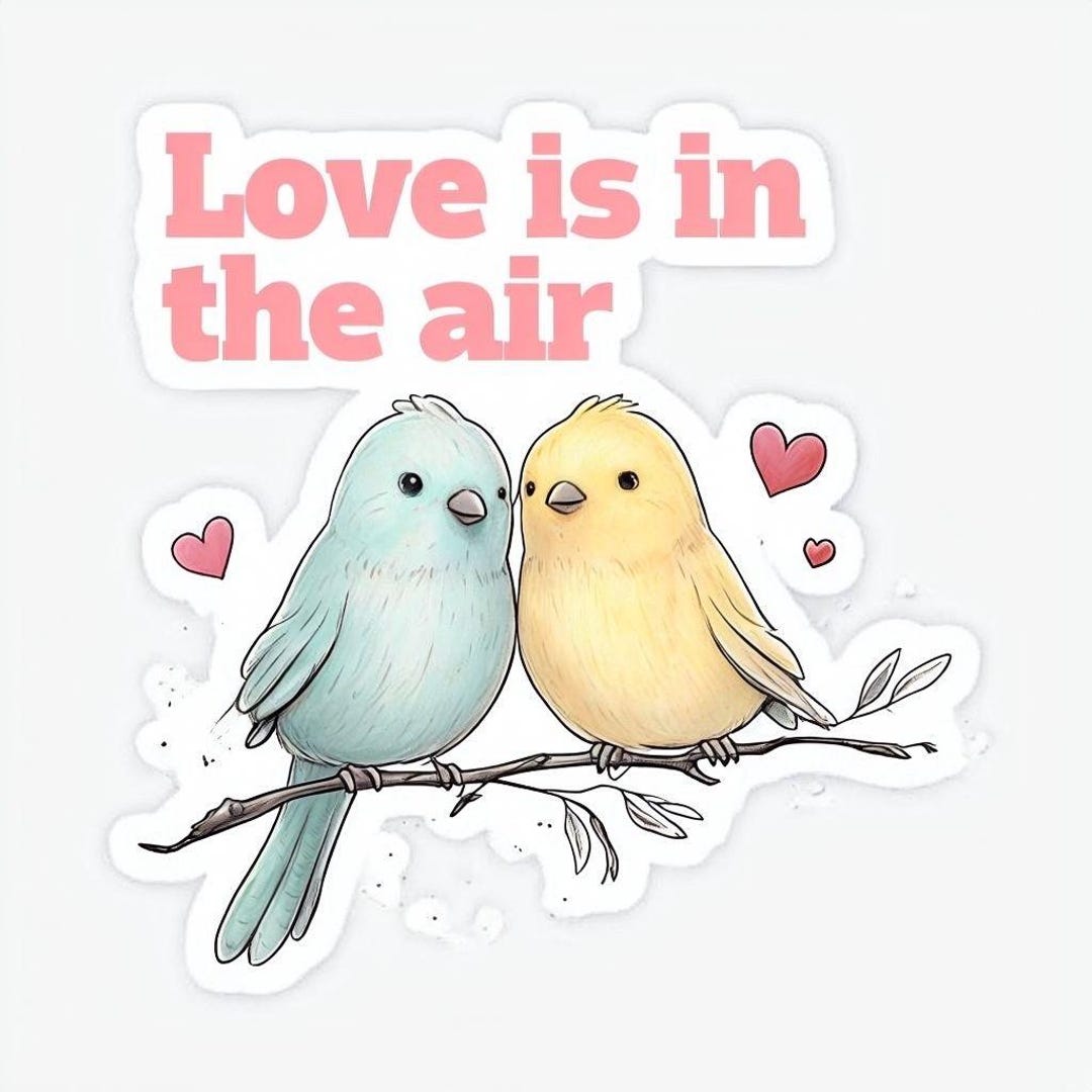 Love is in the Air Lovebirds Sticker - Etsy