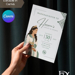 Editable Green Moroccan Fessi Henna Party/ceremony Invitation | Laylat ...
