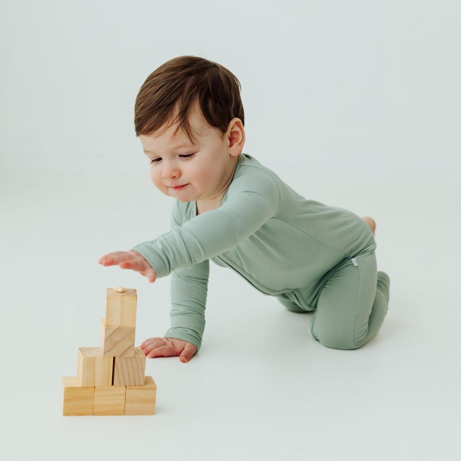 Frosted Sage Bamboo Baby Sleeper | Soft Zippered Footie Pajamas ...