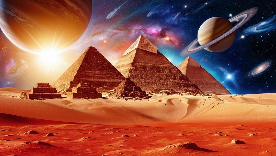 Space Pyramids Art Print: Fantasy Landscape (digital Download) - Etsy