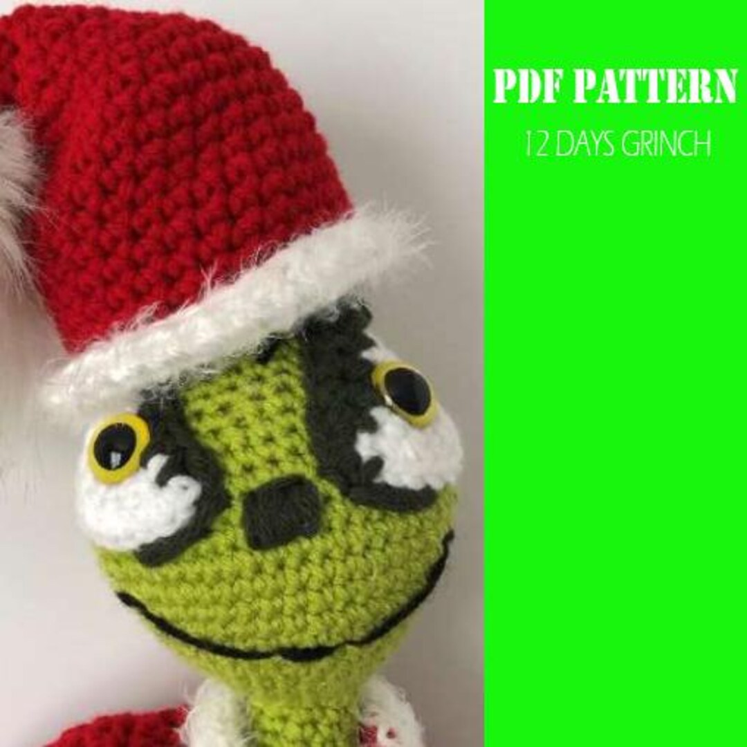 Grinch Inspired Crochet Pattern PDF – Large Amigurumi Stuffie, Santa ...