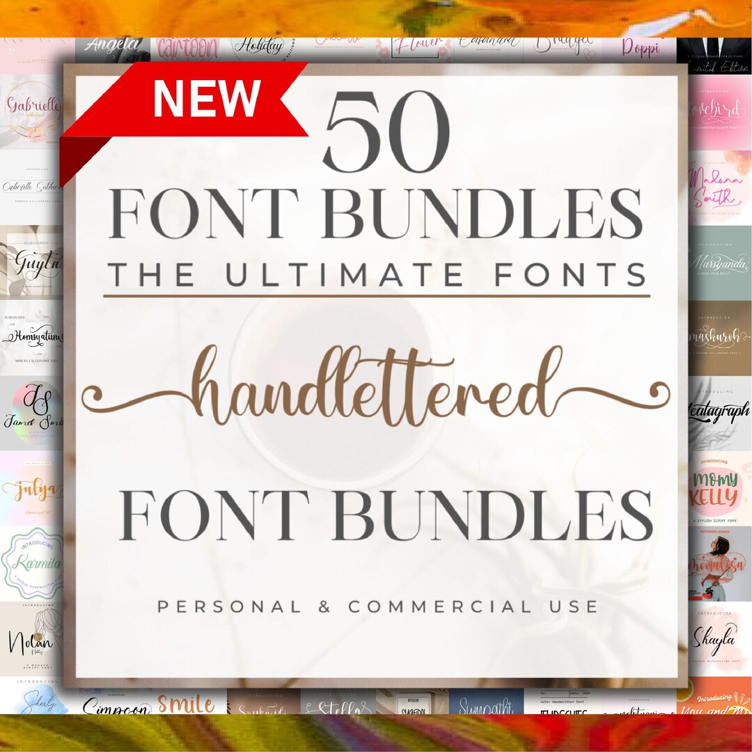 The Ultimate 50 Handwritten Fonts - Font Bundle, Heart Font, Cricut ...