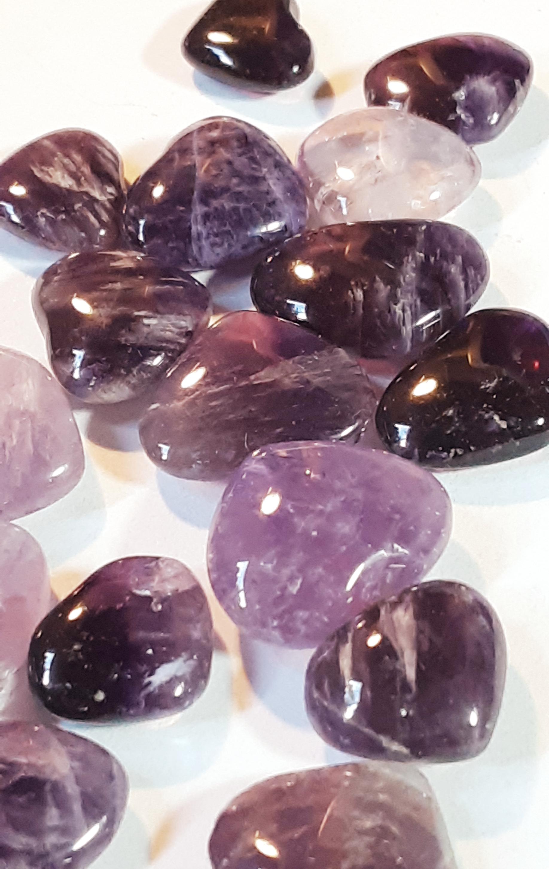 Amethyst Gemstone 20 Puffy Heart Undrilled Peace Stones - Etsy