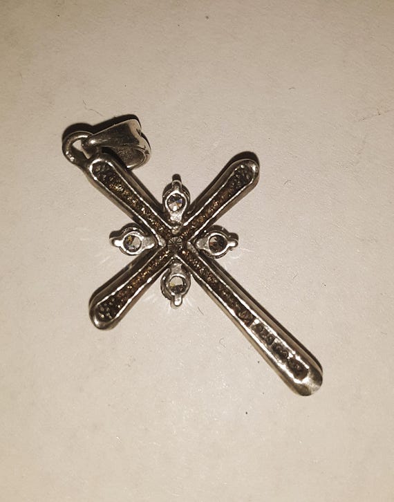 Sterling Silver Rhinestone Cross with Sterling 18 inc… - Gem