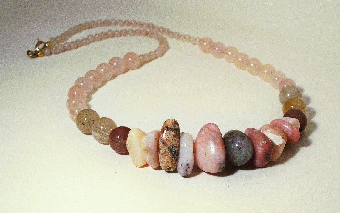Pink Peruvian Opal Red Hair Quartz and Rose Quartz Graduated 20 Inch ...