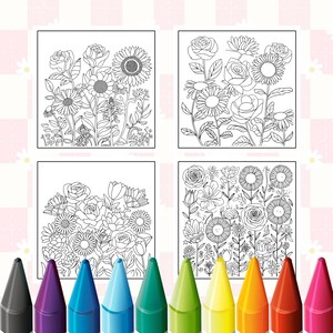 Bold and Easy Flowers Coloring Book 90+ Pages, Printable Coloring Book ...