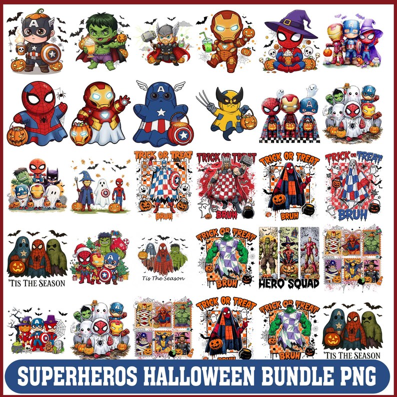 Halloween Heros 2025 Bundle Png, Retro Halloween Png, Super Spooky ...