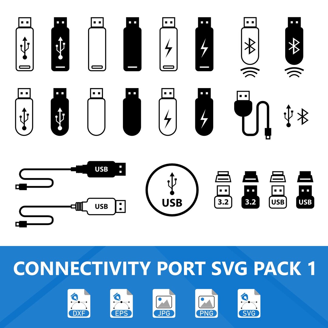 Connectivity Port Icon SVG Pack: Tech Decals for Cricut (digital ...