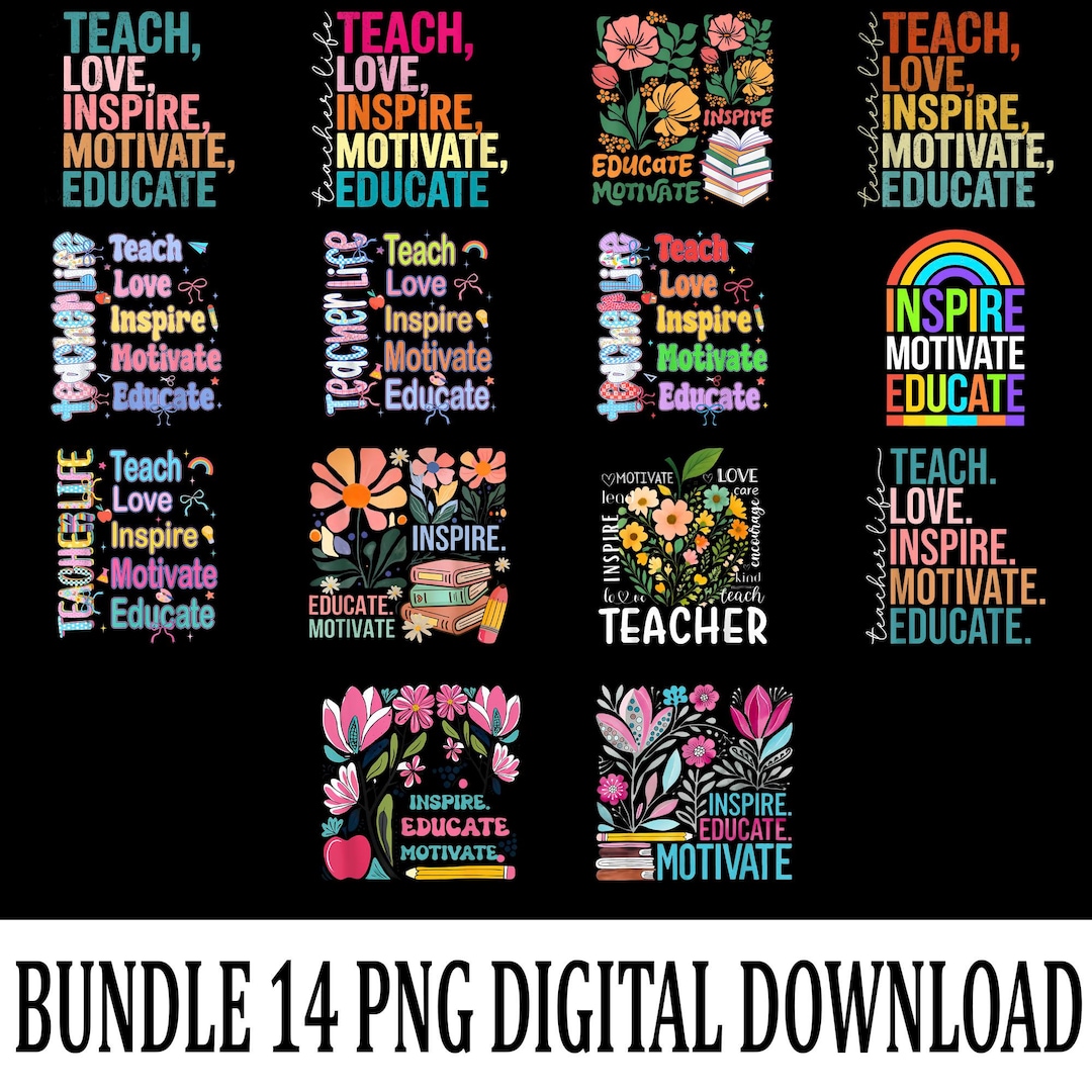 Inspire Educate Motivate PNG, Back to School Teacher Clipart, Digital ...