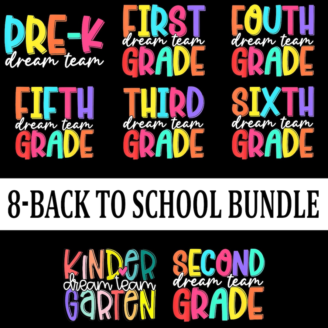 Retro Back to School PNG, Pre-k to 5th Grade Teacher Clipart, Dream ...