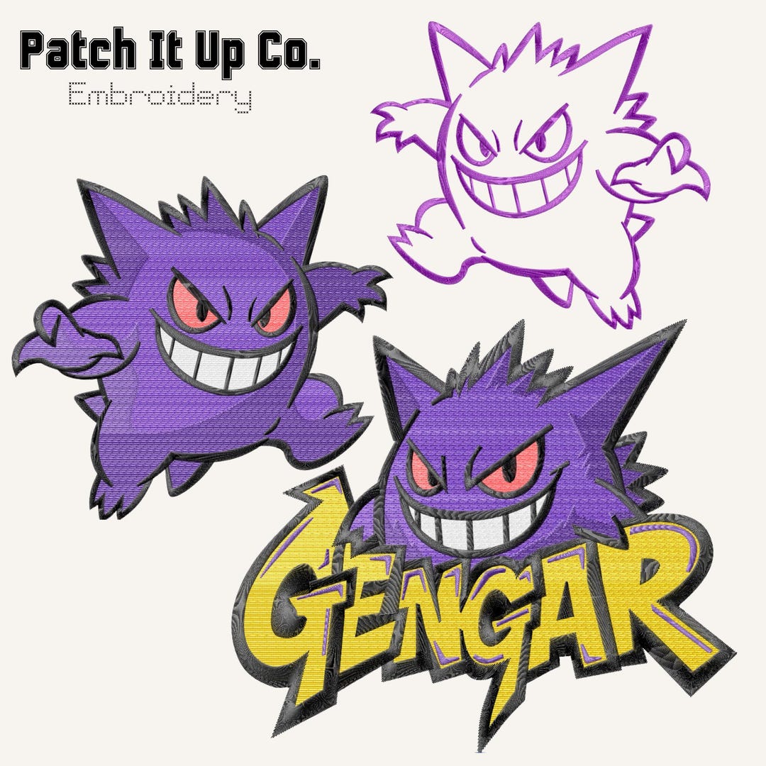 Gengar Pokemon Embroidery File Pack – 3 Designs (digital File) - Etsy