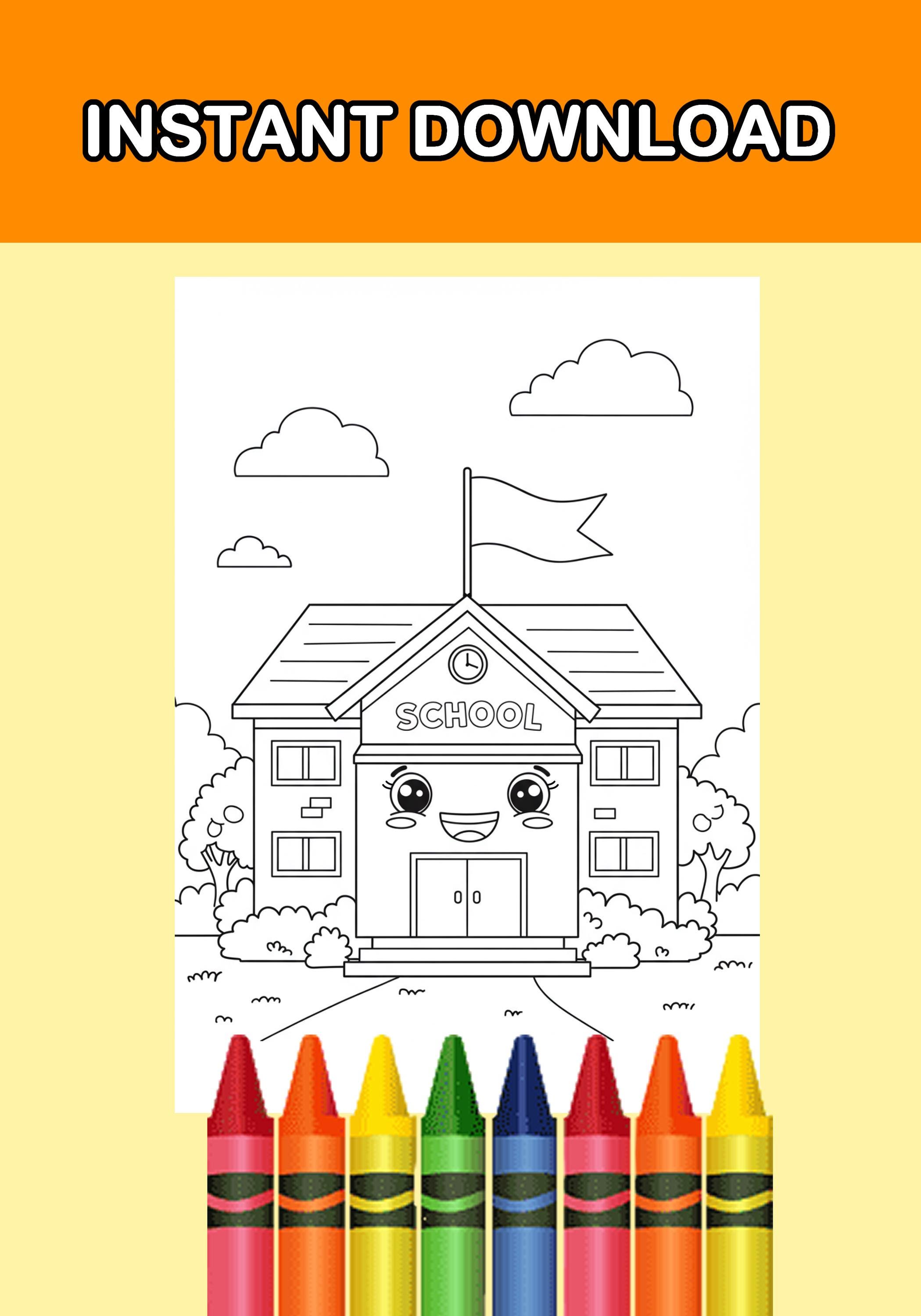 School Fun Coloring Book | Printable School Supplies | Kids Digital ...