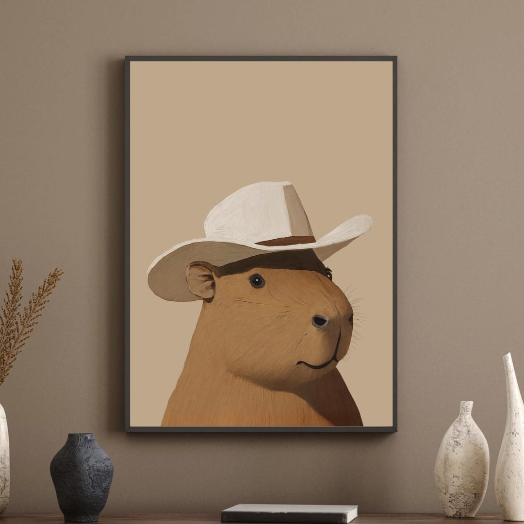 Cowboy Capybara Print | Animal Painting Wall Art | Nusery Digital ...